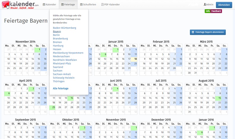 Informations zum Online Termine-Kalender - Kalender.com