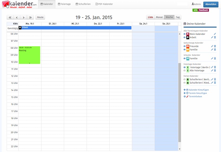Infos zum Online Terminkalender - Kalender.com