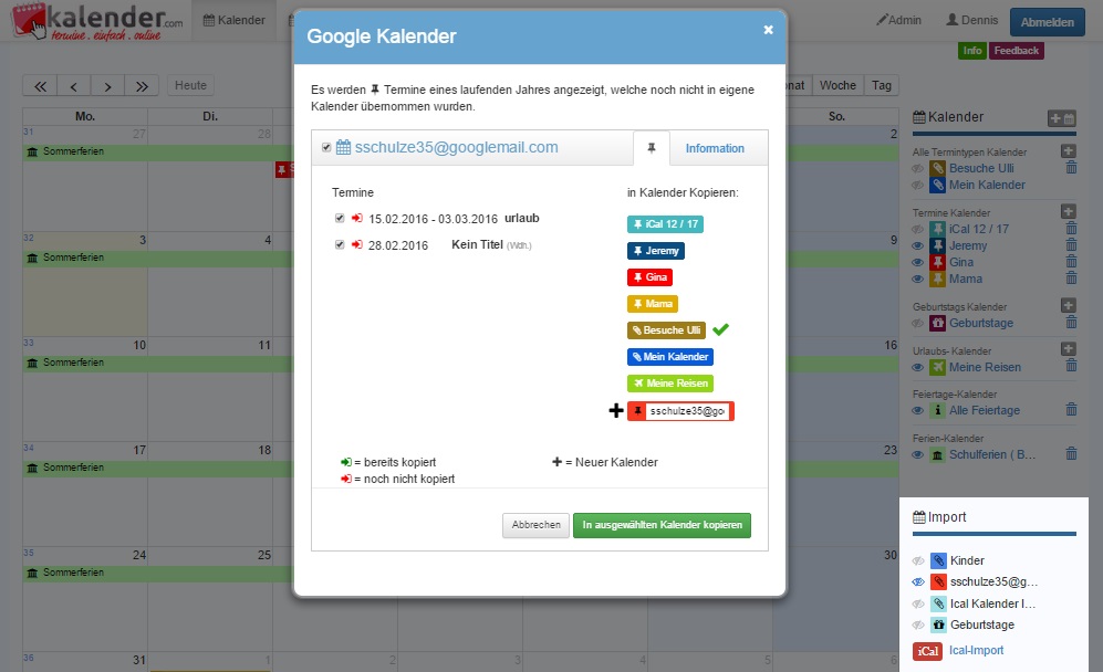 Informations zum Online Termine-Kalender - Kalender.com
