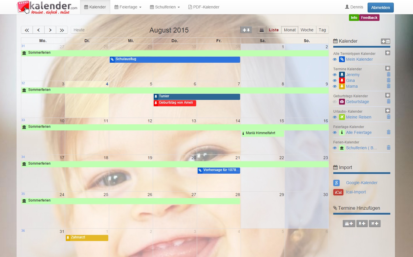 Informations zum Online Termine-Kalender - Kalender.com