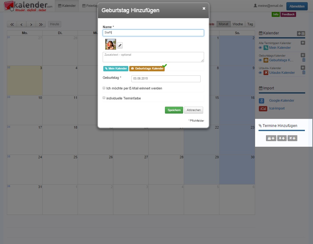 Informations zum Online Termine-Kalender - Kalender.com